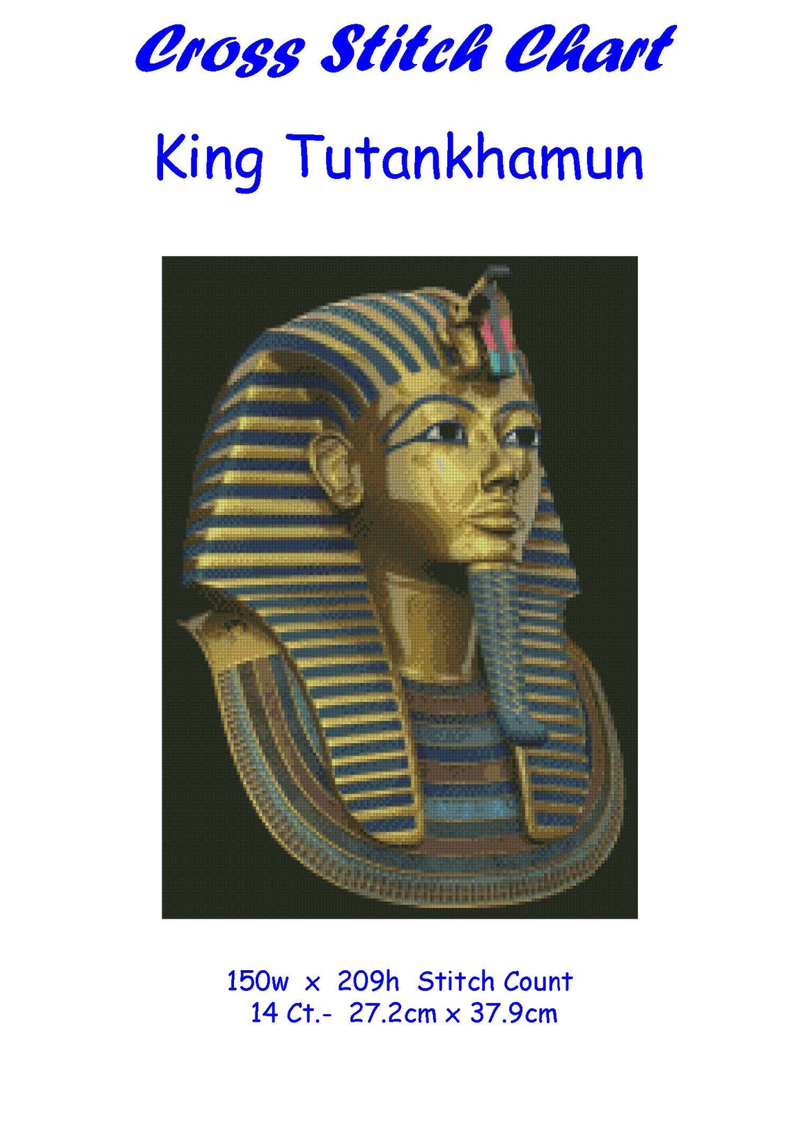 Cross Stitch Chart, Pattern, Toutankhamon, Tutankhamen. Tutankhamun ...