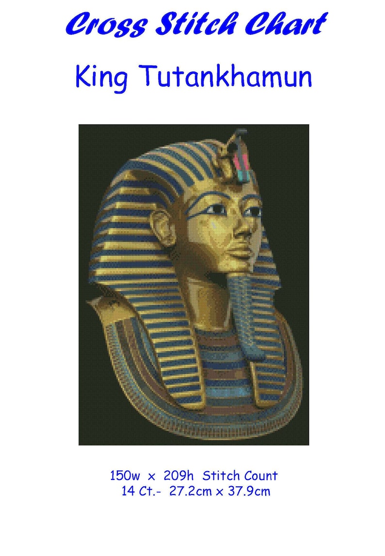 Cross Stitch Chart, Pattern, Toutankhamon, Tutankhamen. Tutankhamun ...