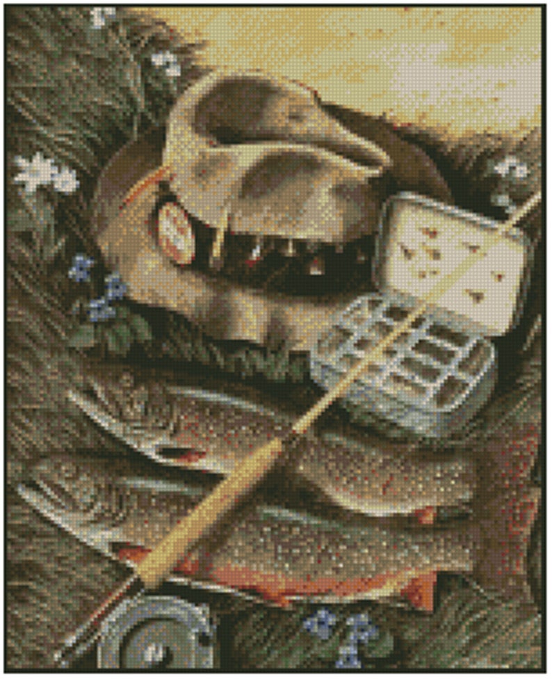 Cross Stitch Chart, Pattern, Fish, Fishing, Game, Fly, River, Tackle ...