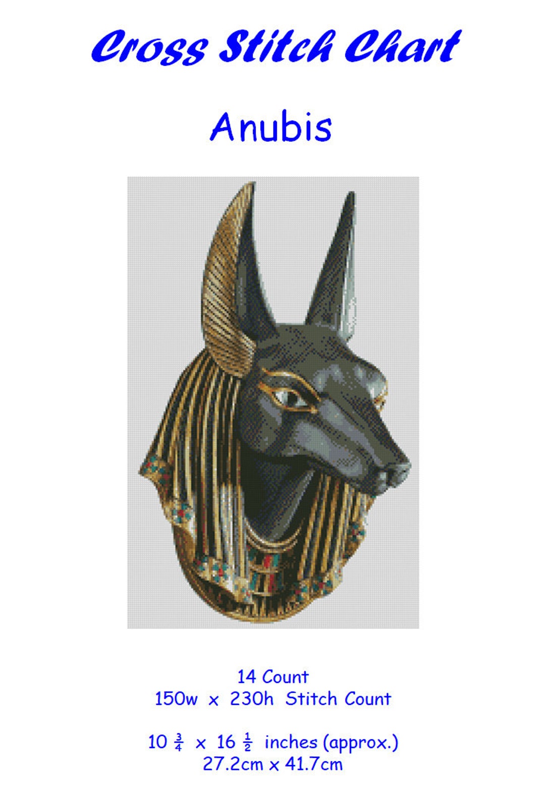 Cross Stitch Chart, Pattern, Anubis, Jackal, Ancient, Egypt, Pharos ...