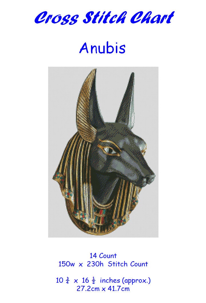 Cross Stitch Chart, Pattern, Anubis, Jackal, Ancient, Egypt, Pharos ...