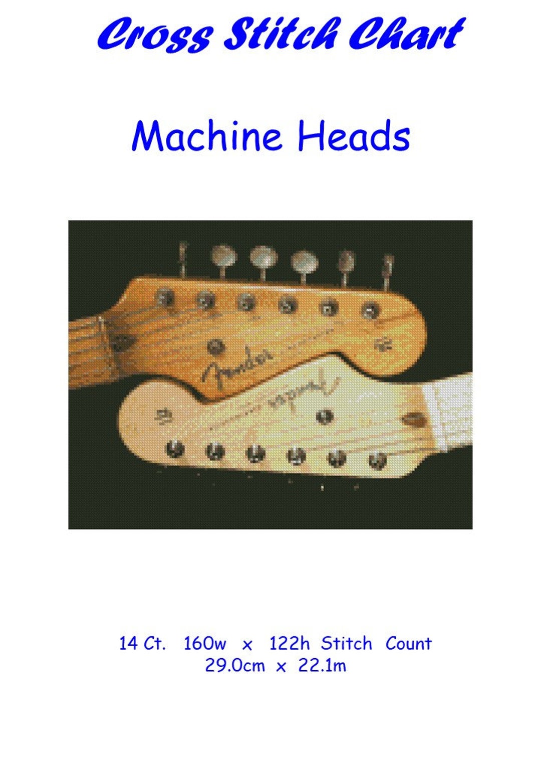 Cross Stitch Chart, Pattern, Guitar, Fender, Classic, Machine Head ...