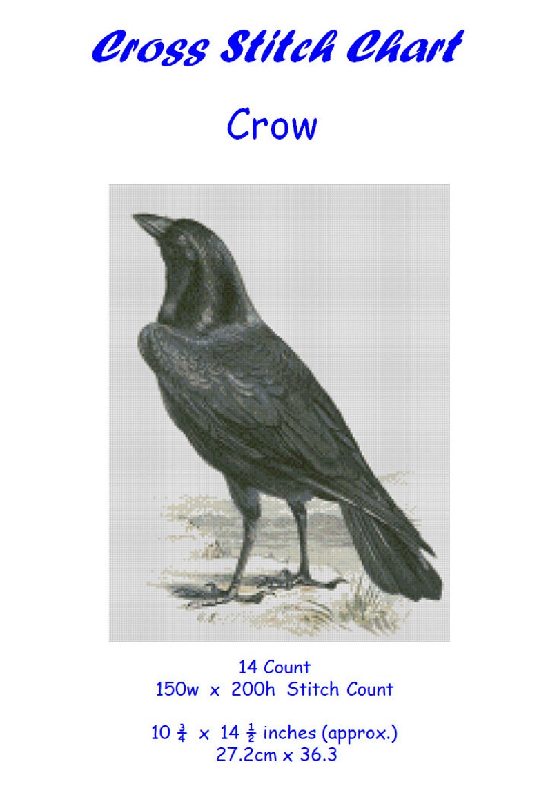 Cross Stitch Chart, Pattern, Crow, Bird, Black, Wild, Garden - Etsy