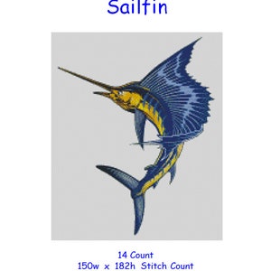 Cross Stitch Chart, Pattern, Sailfin, Sea, Fishing, Fish, Big Game ...
