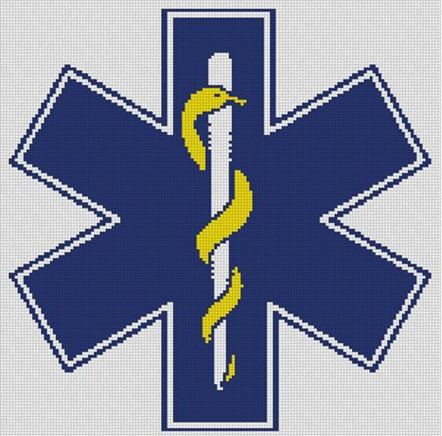 Cross Stitch Chart, Pattern, EMT, EMS, Star of Life, Medic, Fire ...