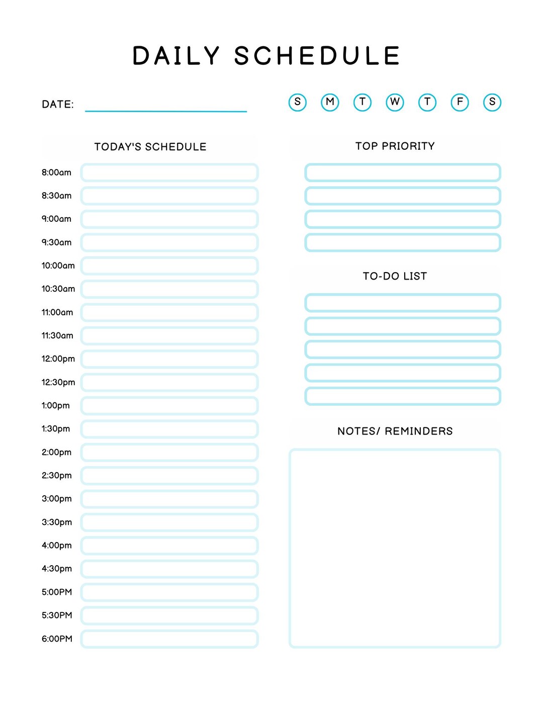 Daily Schedule - Blue - Etsy