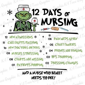 12 Days of Nursing Christmas Png, Nurse Christmas Png, Christmas Png ...