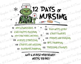 12 Days of Nursing Christmas Png, Nurse Christmas Png, Christmas Png ...