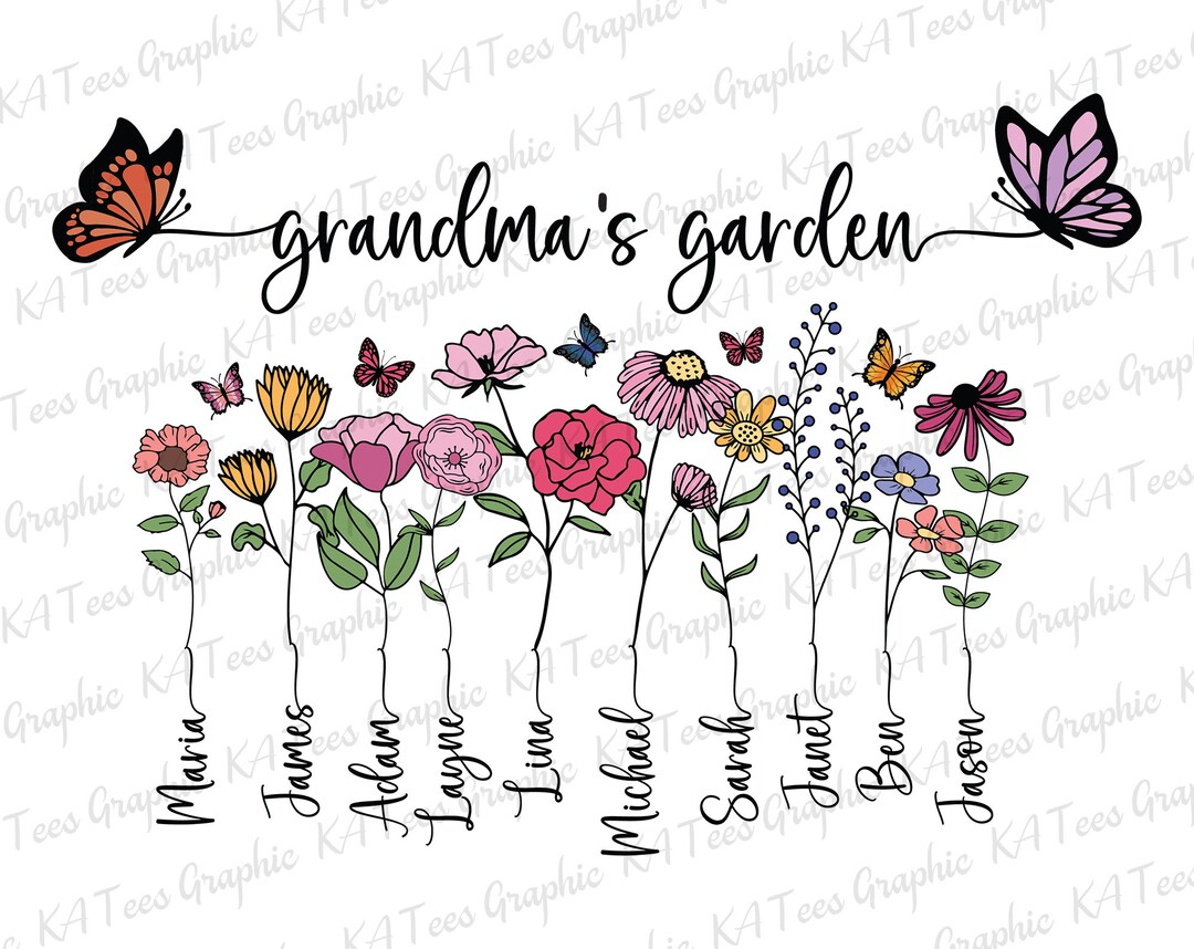 Personalized Grandma's Garden Png, Grandma Flowers Clipart, Mother's ...