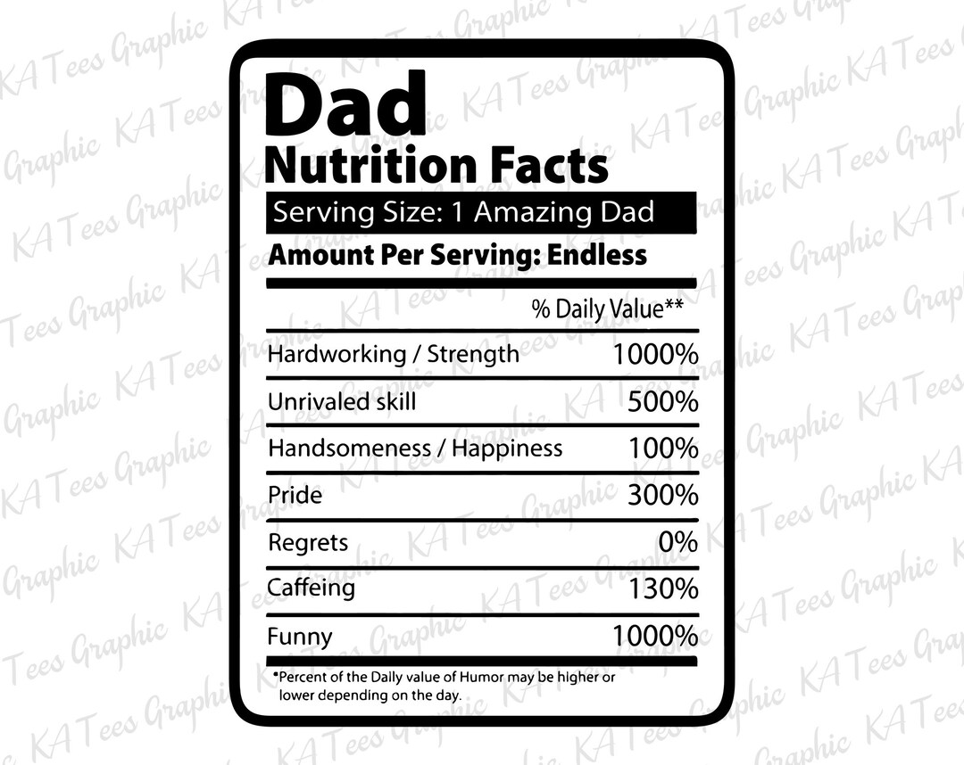 Dad Nutrition Facts Svg, Father's Day Svg, Father Svg, Dad Day Svg, Dad ...