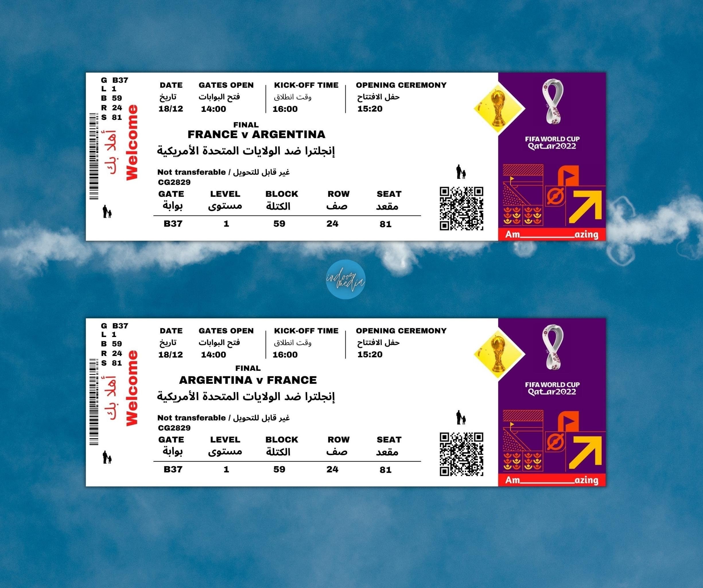 Editable WC22 Canva Ticket Template, Printable Qatar WC22 Ticket, Best ...
