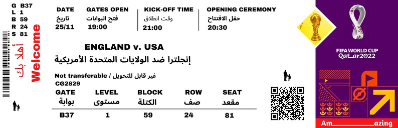 Editable WC22 Canva Ticket Template, Souvenir WC22 Ticket, Best Ticket ...