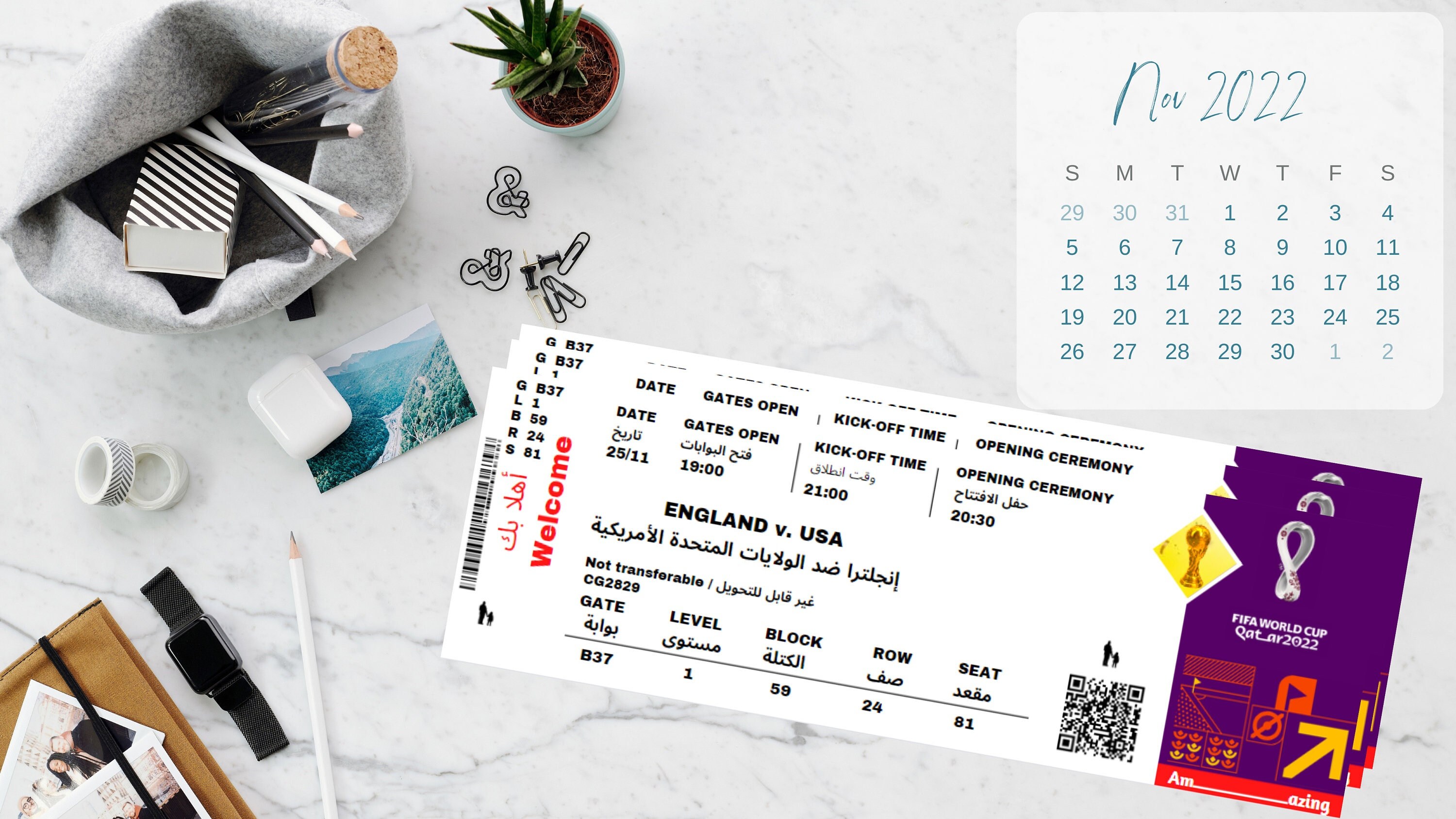 Editable WC22 Canva Ticket Template, Printable Qatar WC22 Ticket, Best ...
