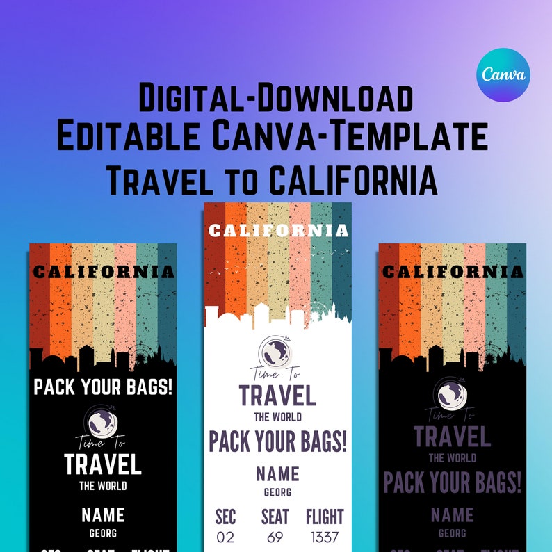 Editable Boarding Pass Template, Printable Boarding Ticket to ...