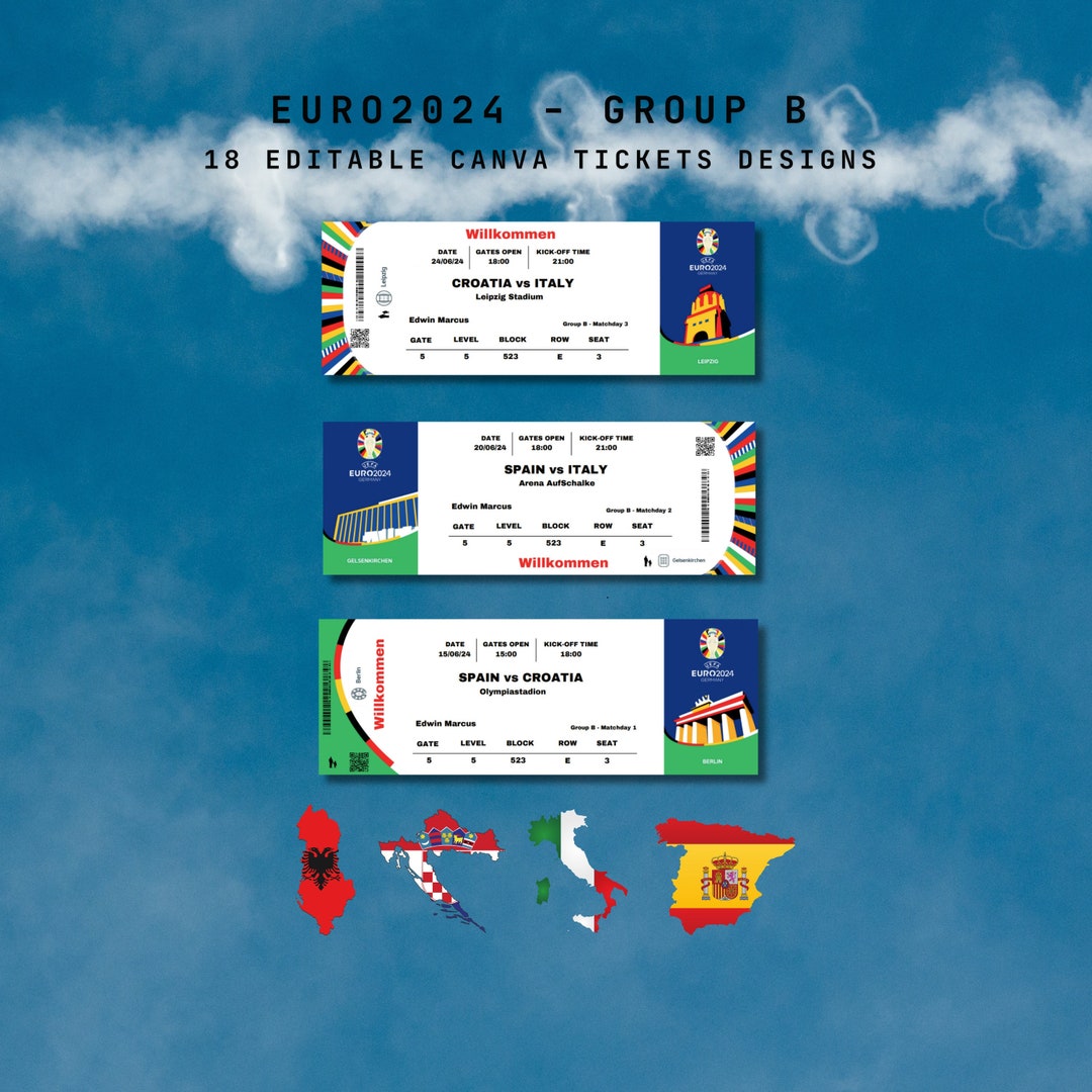 All Group B Germany Euro 2024 Editable Tickets Template Canva, Souvenir ...