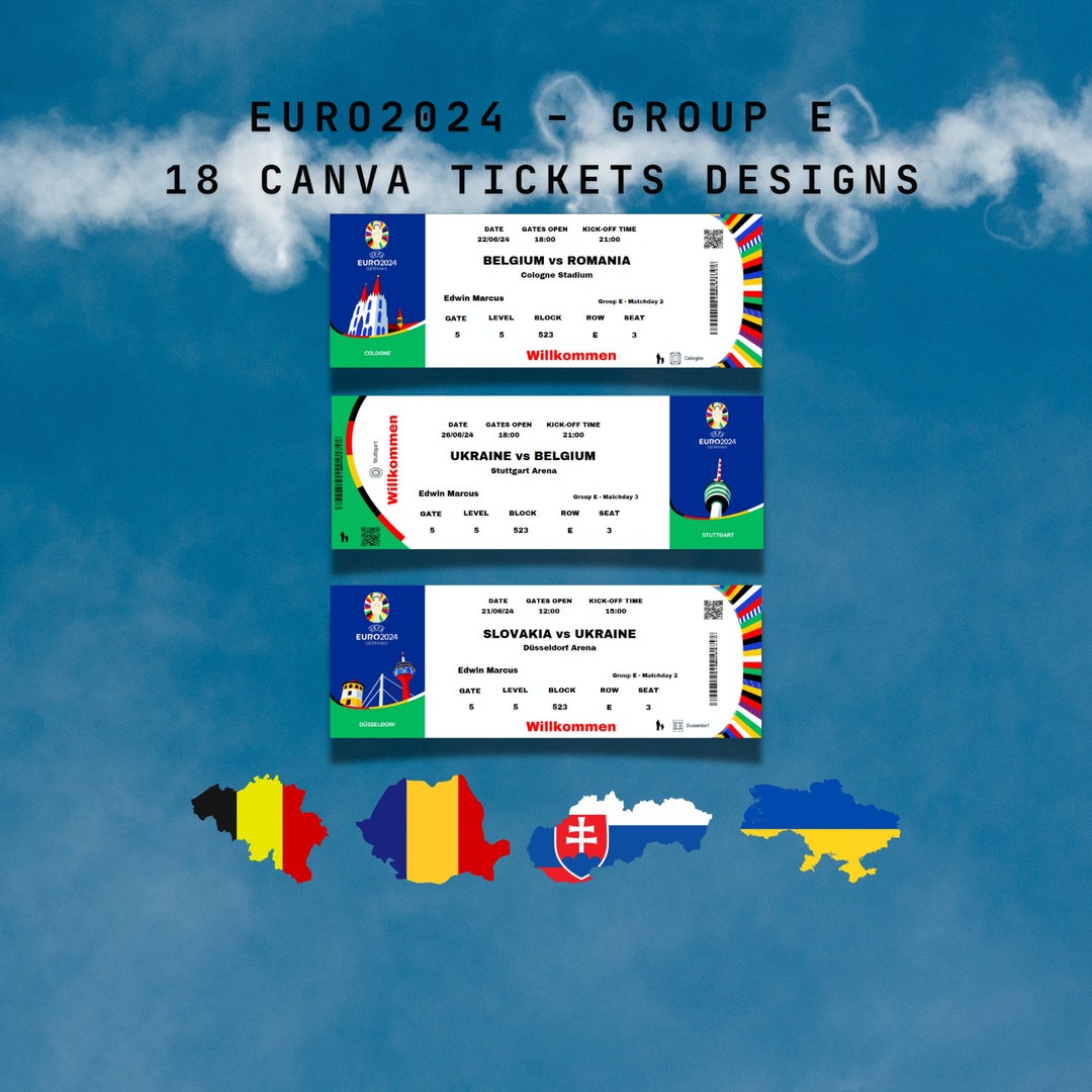 All Group E Germany Euro 2024 Editable Tickets Template Canva, Souvenir ...