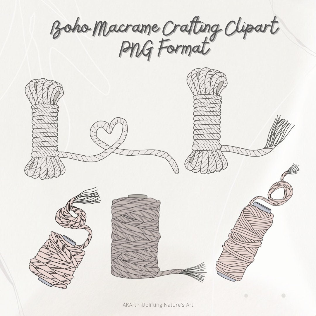 Macrame Clipart, Boho Clipart, Rainbow Macrame Clipart, Modern Clipart ...