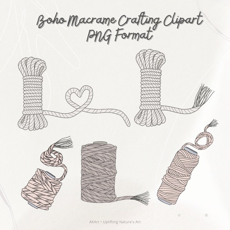 Macrame Clipart, Boho Clipart, Rainbow Macrame Clipart, Modern Clipart ...
