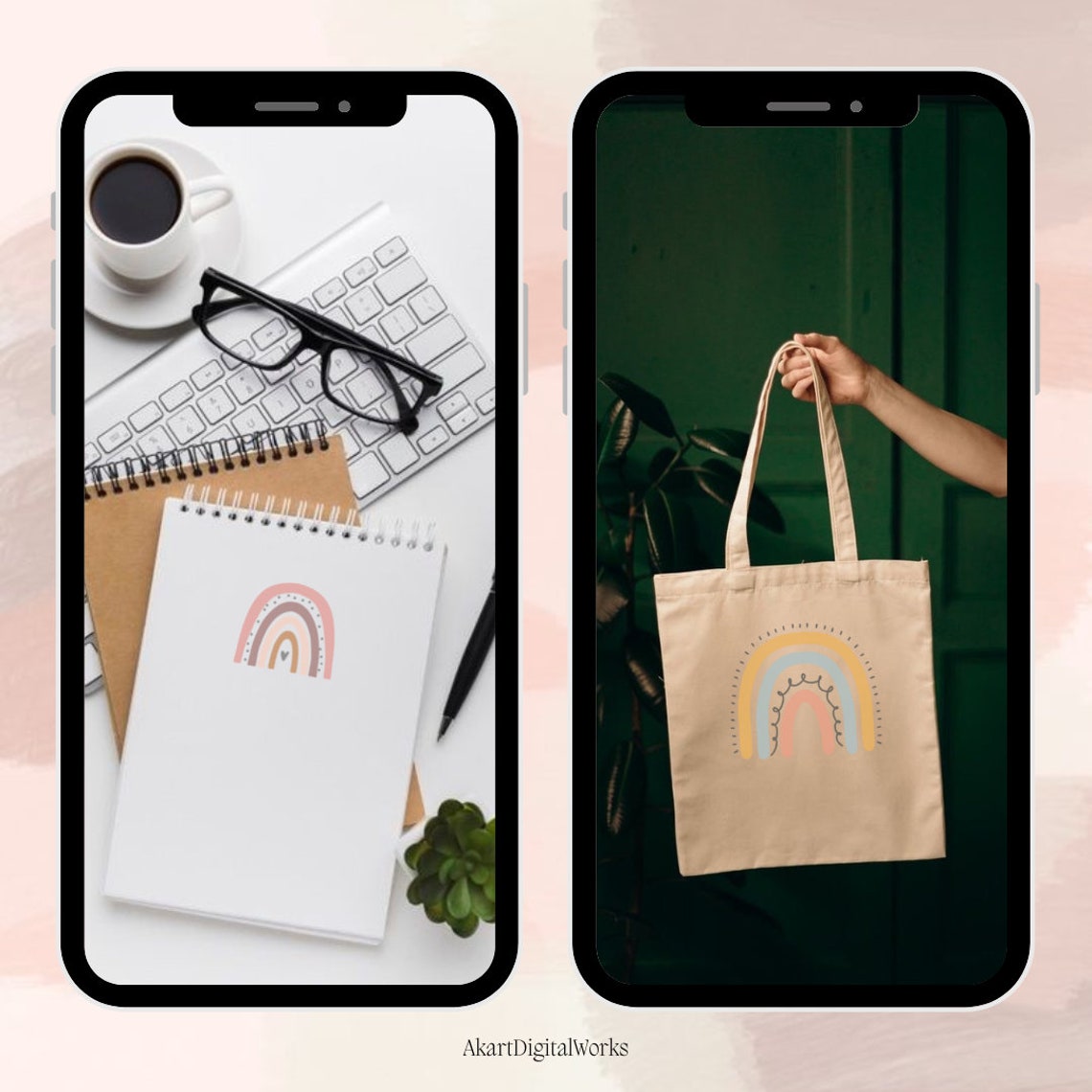 25 Digital Clipart, Boho Rainbow Clipart, Sticker Clipart Background ...