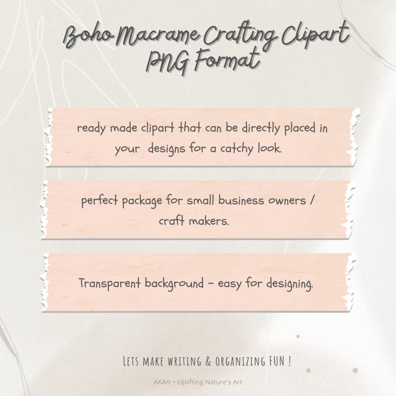 Macrame Clipart, Boho Clipart, Rainbow Macrame Clipart, Modern Clipart ...