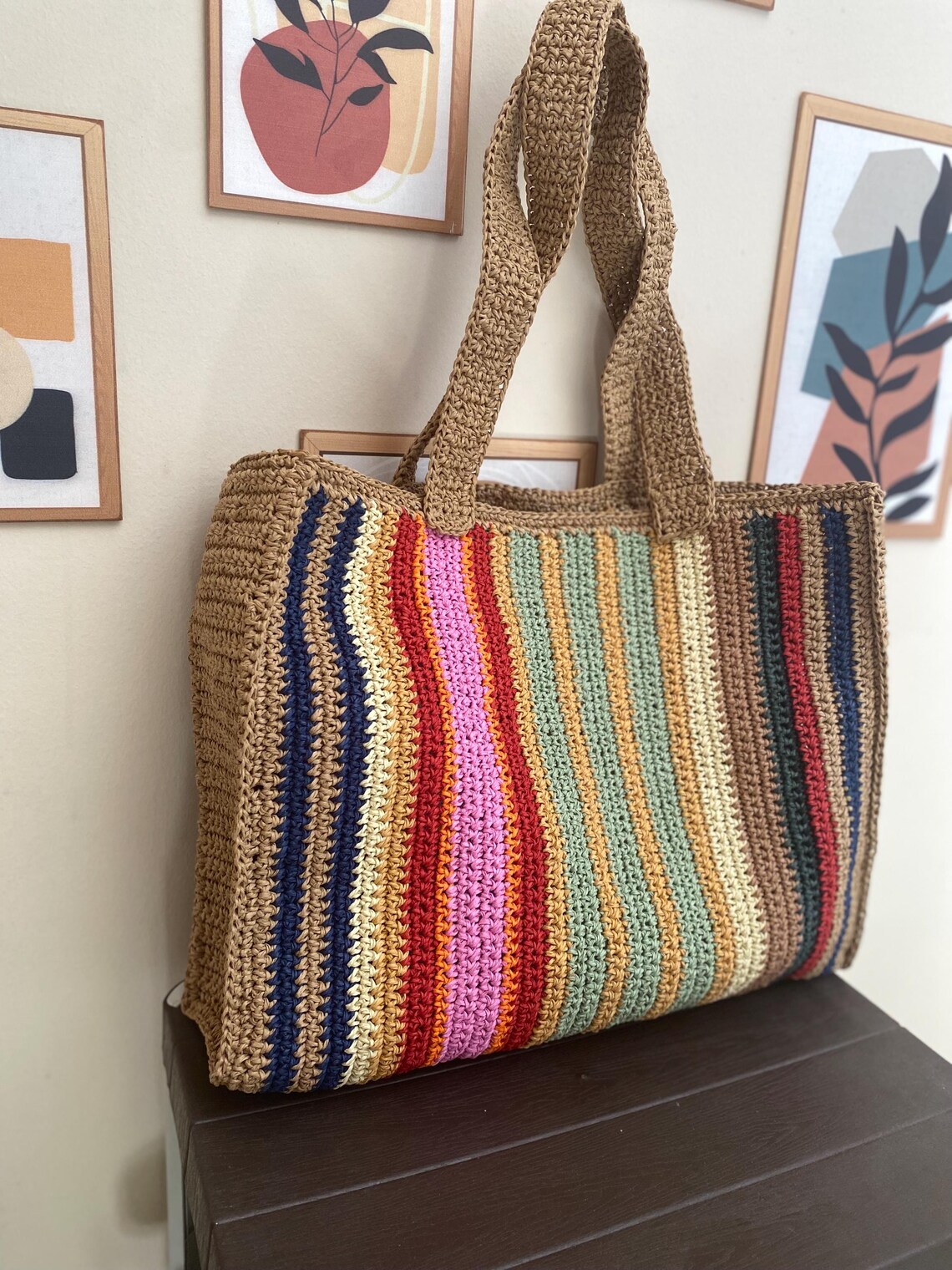 Raffia Tote Bag, Raffia Shoulder Bag, Summer 2025,beach Bag,crochet ...
