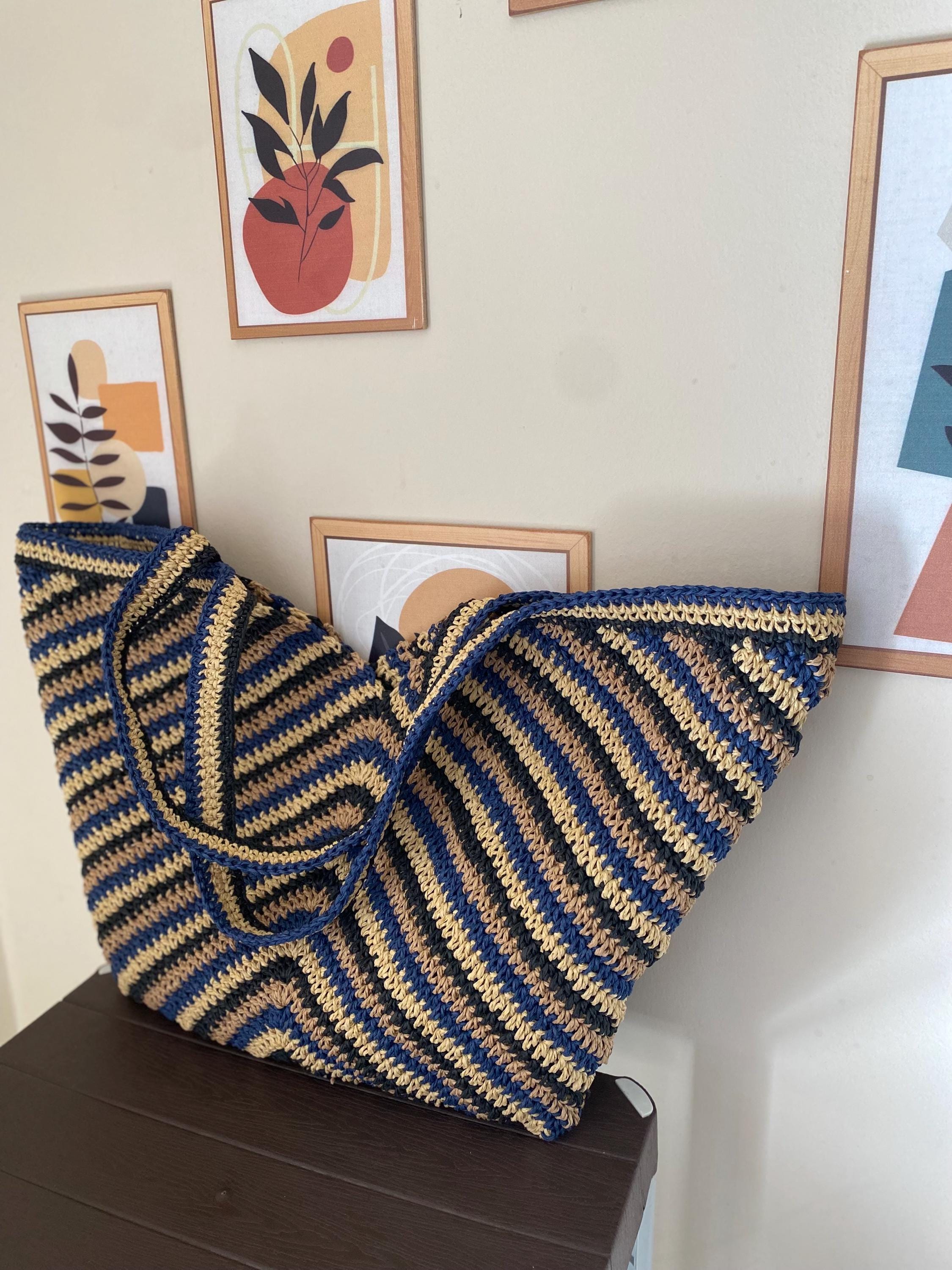 Raffia Bag, Raffia Tote Bag, Beach Bag, Summer Bag, Puzzle Bag, Gift ...