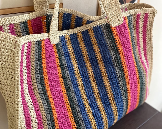 Raffia XL Bag, Raffia Beach Bag, Raffia Shoulder Bag, Big Crochet Bag ...