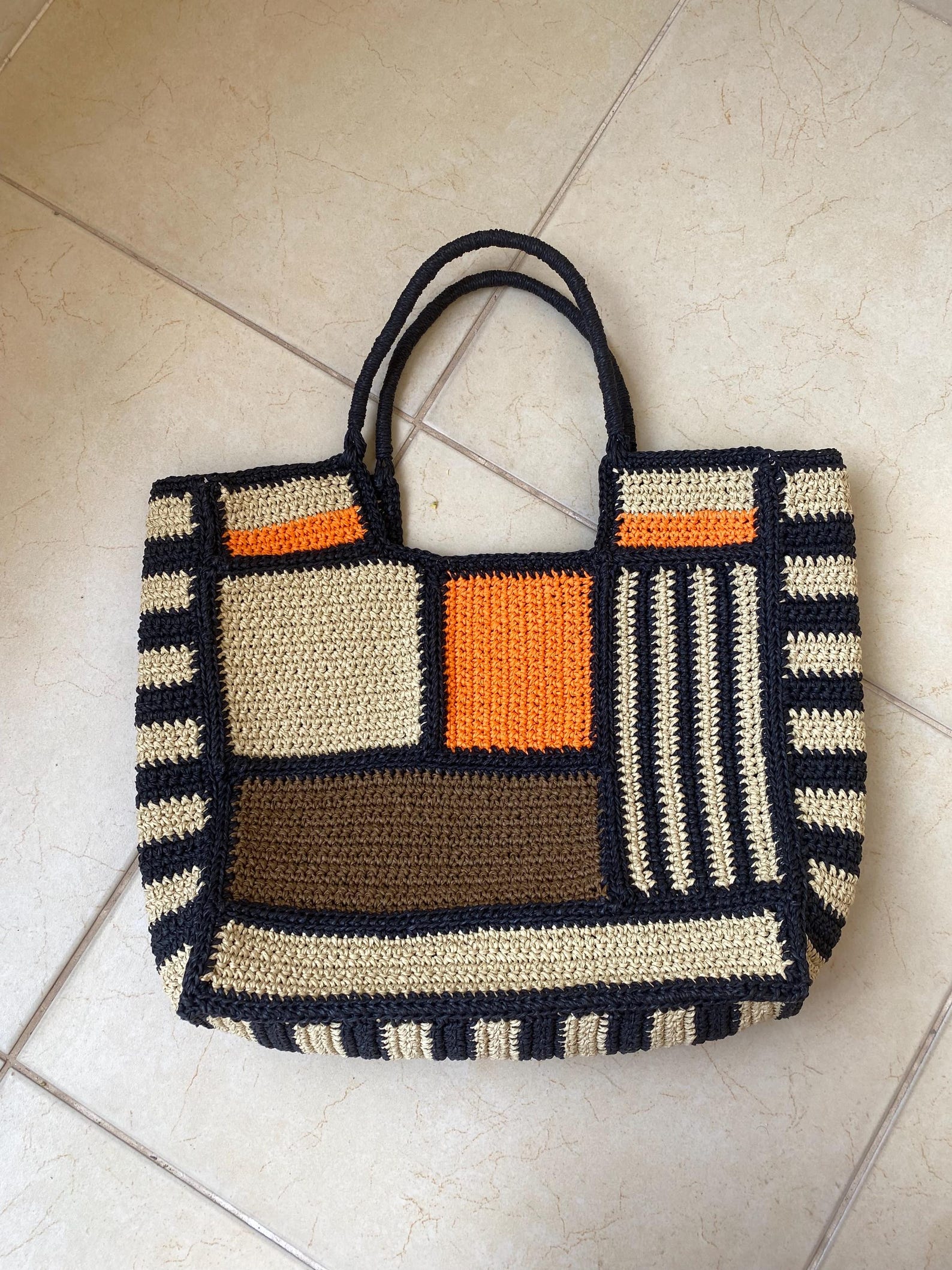 Puzzle Raffia Bag, Raffia Tote Bag, Summer Bag, Beach Bag , Puzzle Bag ...