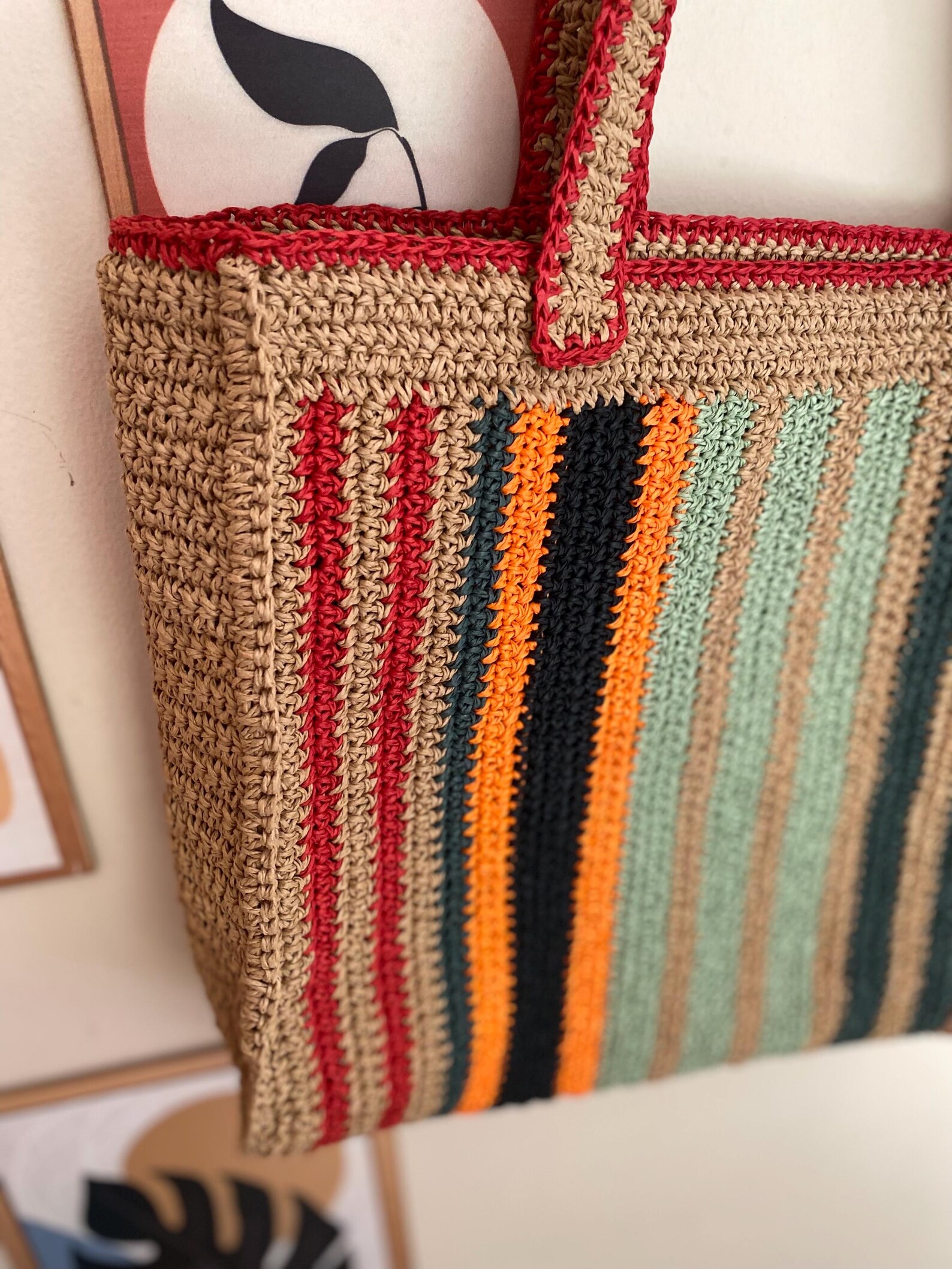 Raffia Bag, Crochet Bag, Casual Bag, Beach Bag, Raffia Tote Bag ...