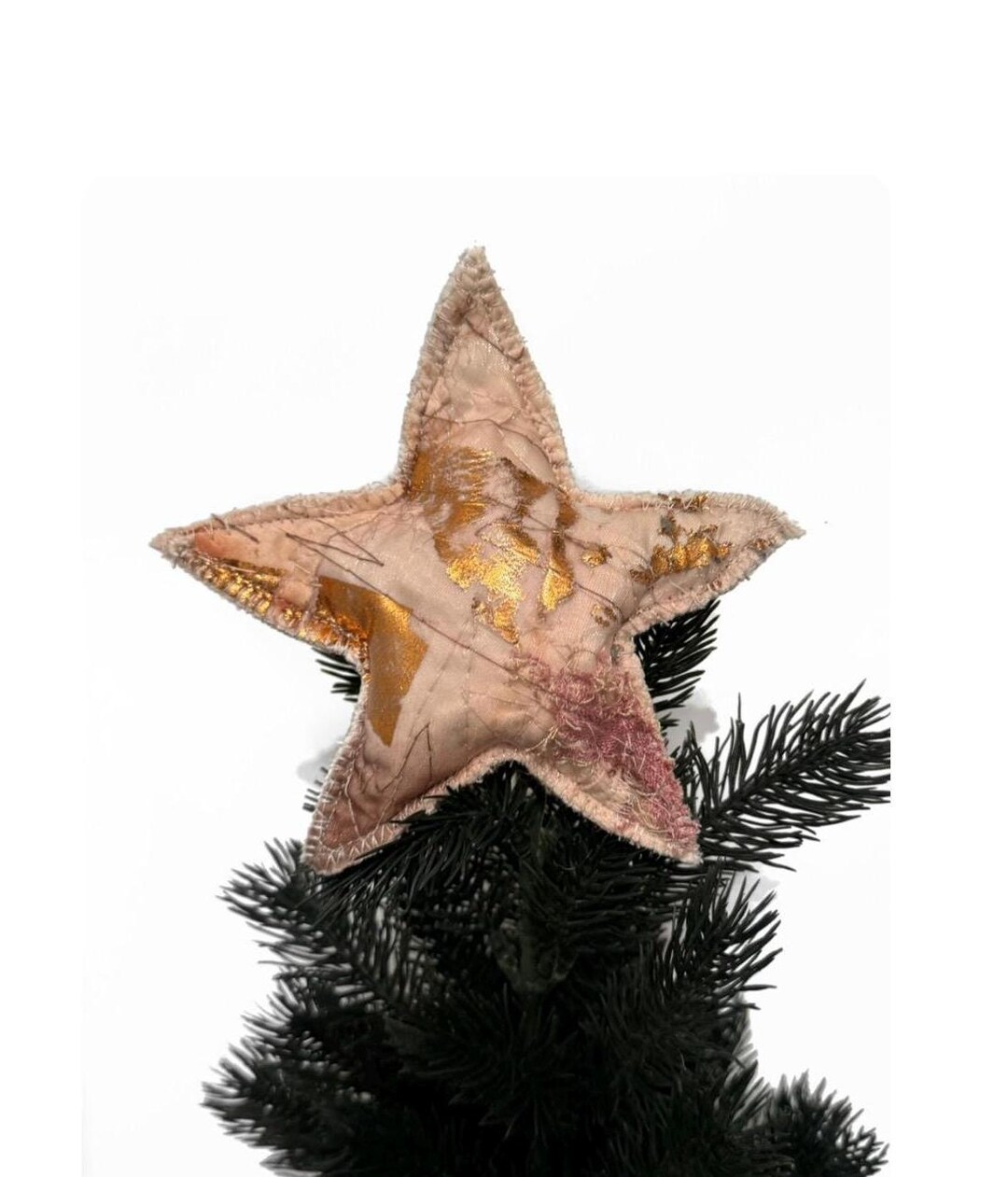 Rose Gold Tree Topper Star Sparkling Embroidered Christmas Decor ...
