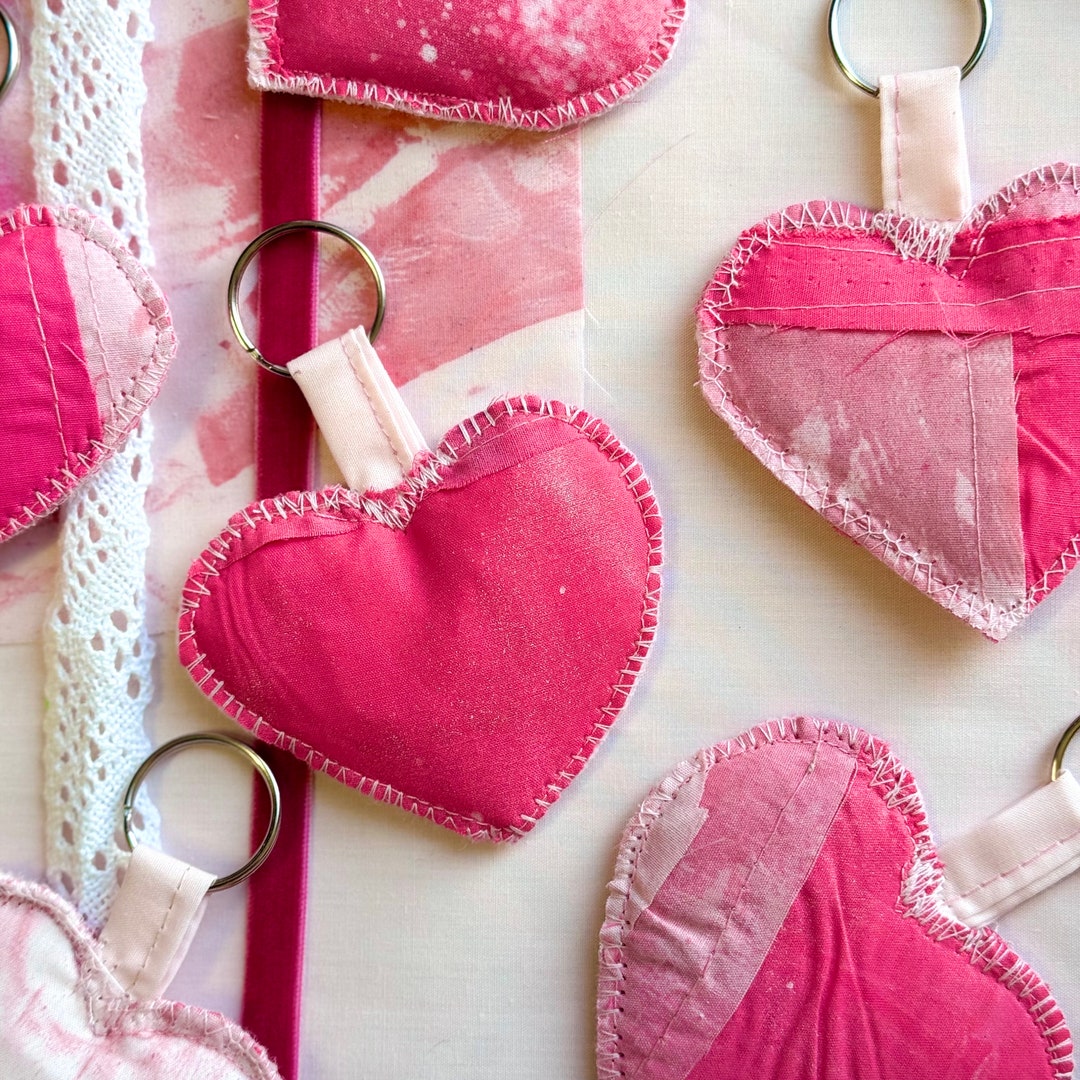 Cute Keyring | Embroidered Keychain | Fabric Heart | Handbag ...