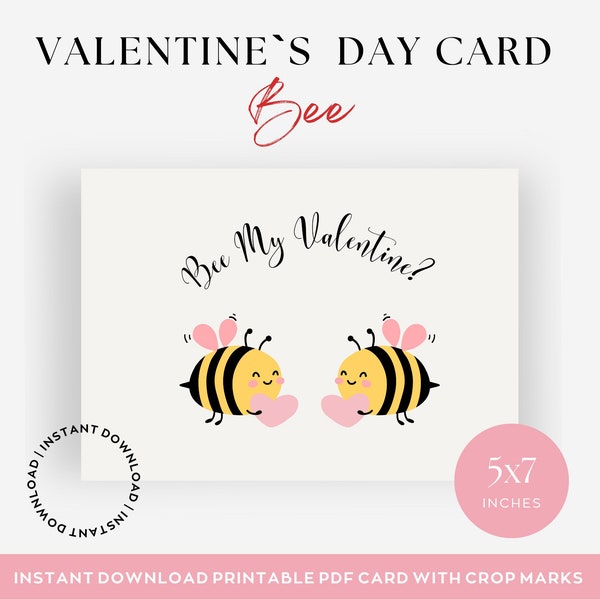 Bee My Valentine Card - Etsy