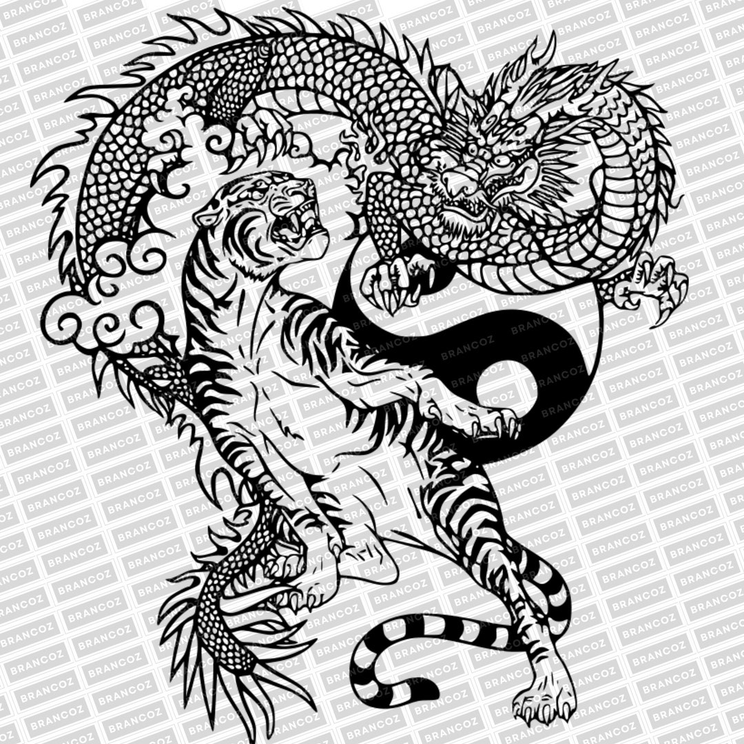 Yin and Yang Vector, Tiger and Dragon Instant Download PDF Standard ...