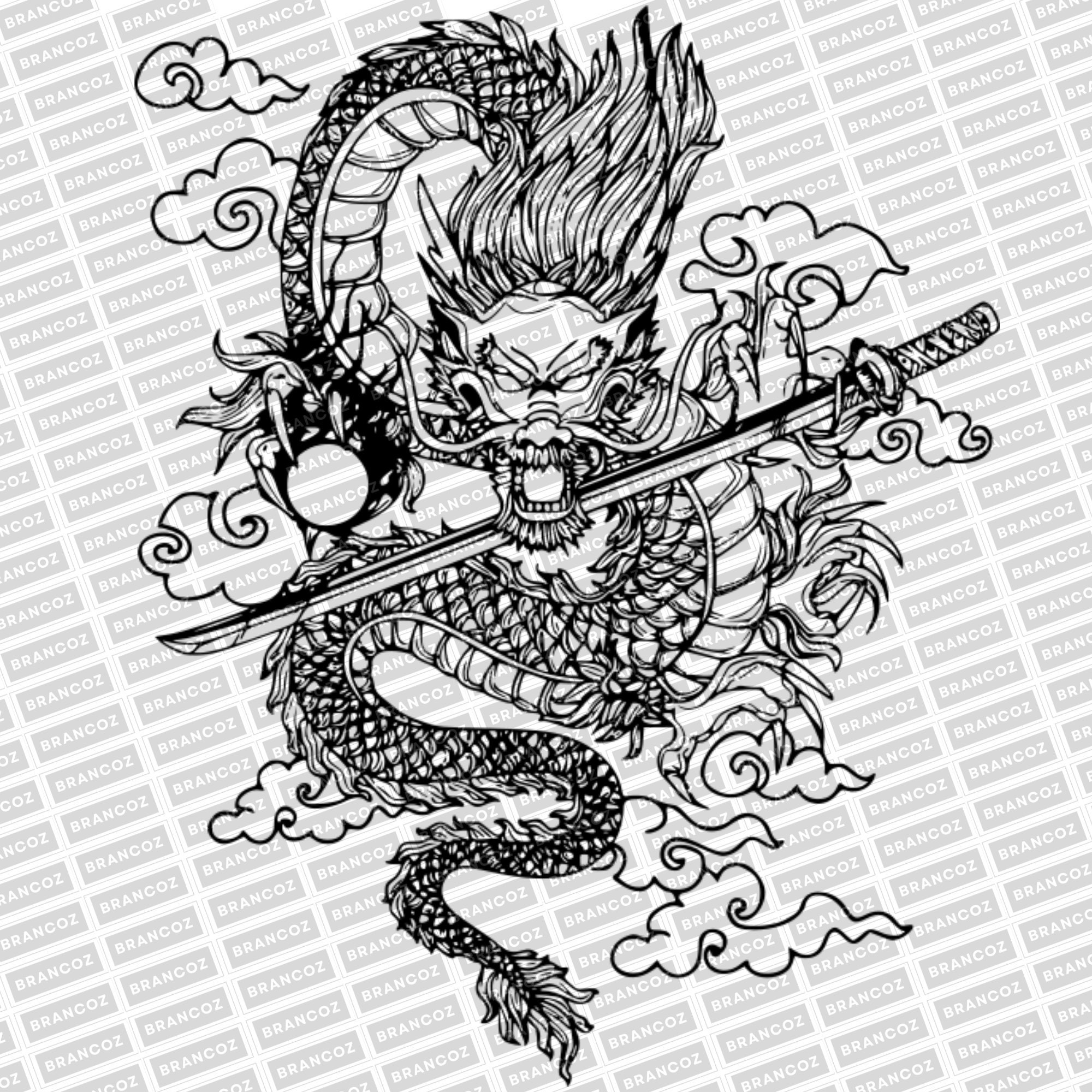 Japanese Dragon Vector, Dragon Instant Download PDF Standard, PNG, SVG ...
