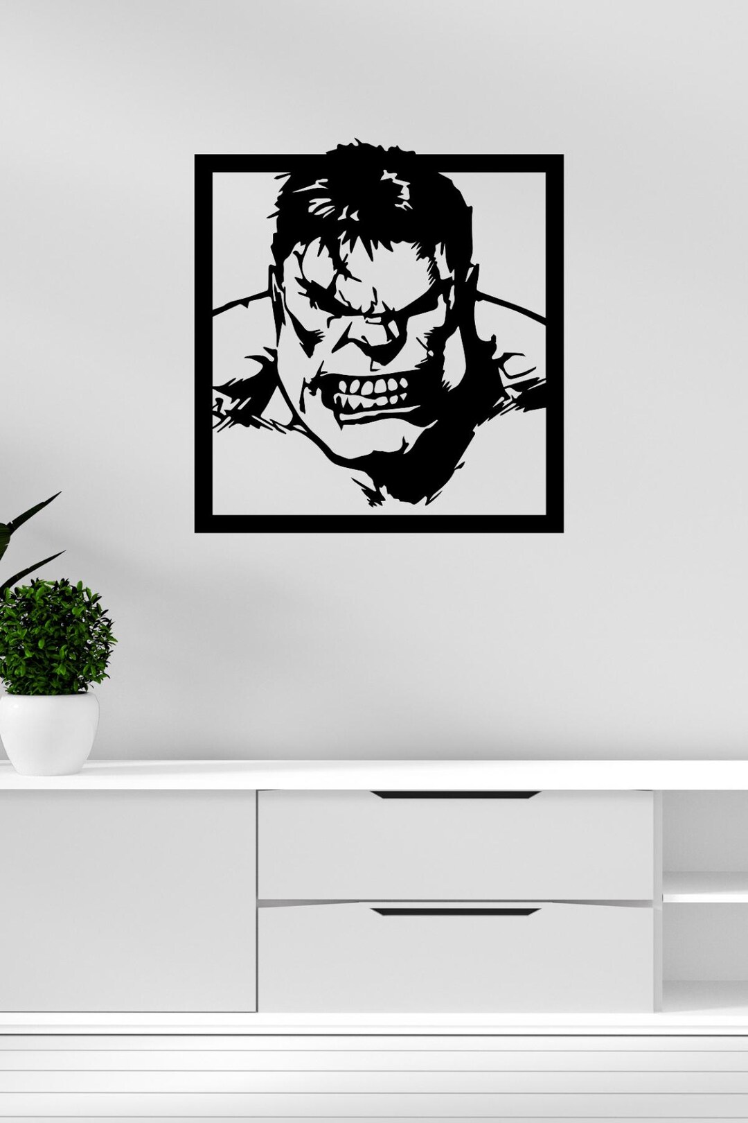 Hulk Silhouette Themed Wooden Wall Decor, Marvel Hero Decor, Kids Room ...