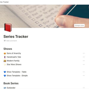 Notion Template - Series Tracker - Etsy