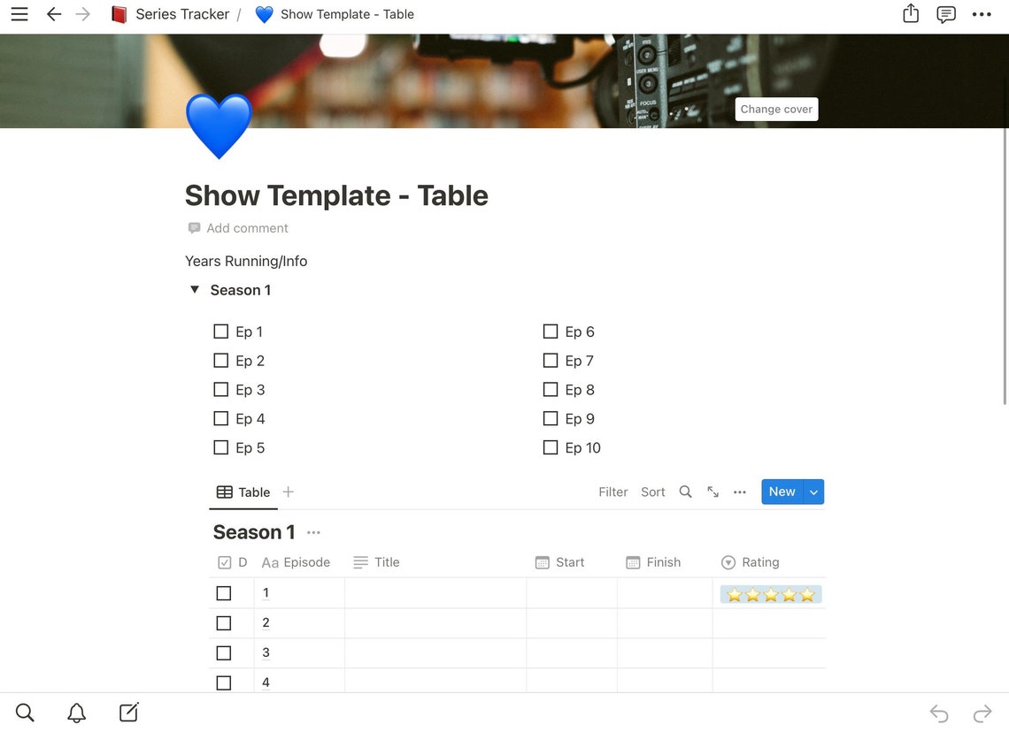 Notion Template Series Tracker - Etsy