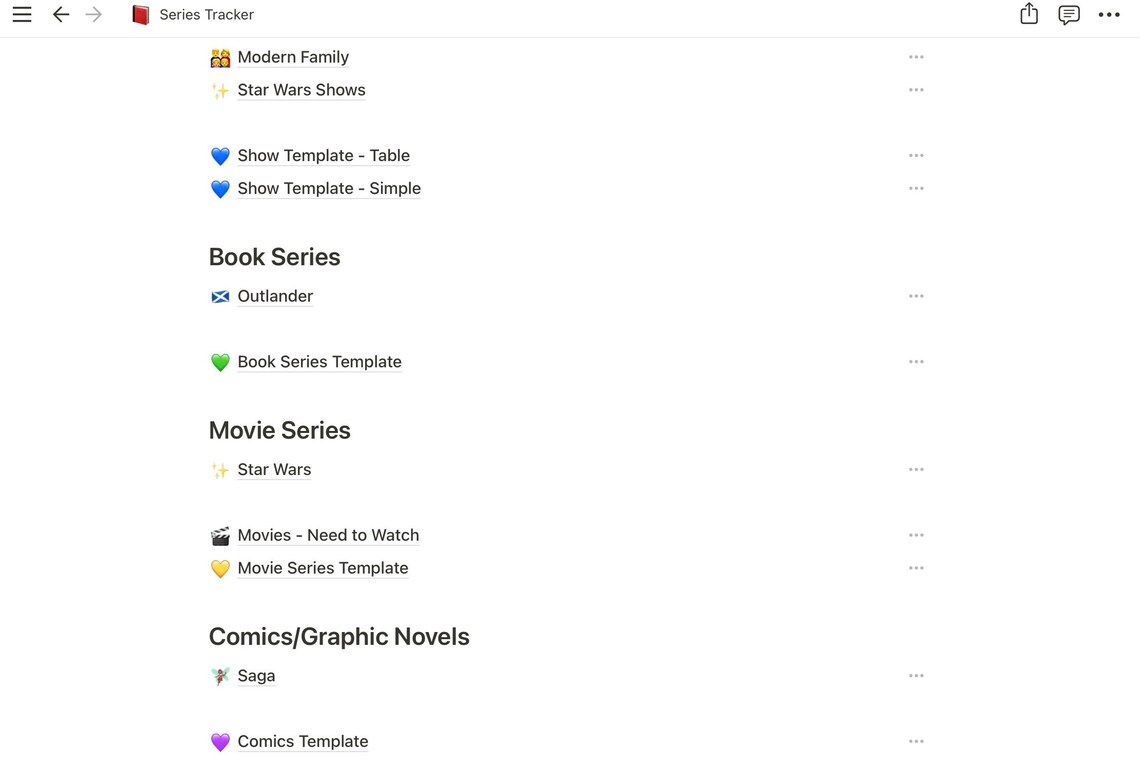 Notion Template Series Tracker - Etsy