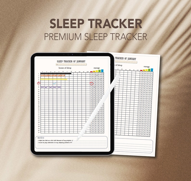 Digital Sleep Tracker, Sleep Chart, Sleep Journal, Sleep Log, Daily and ...