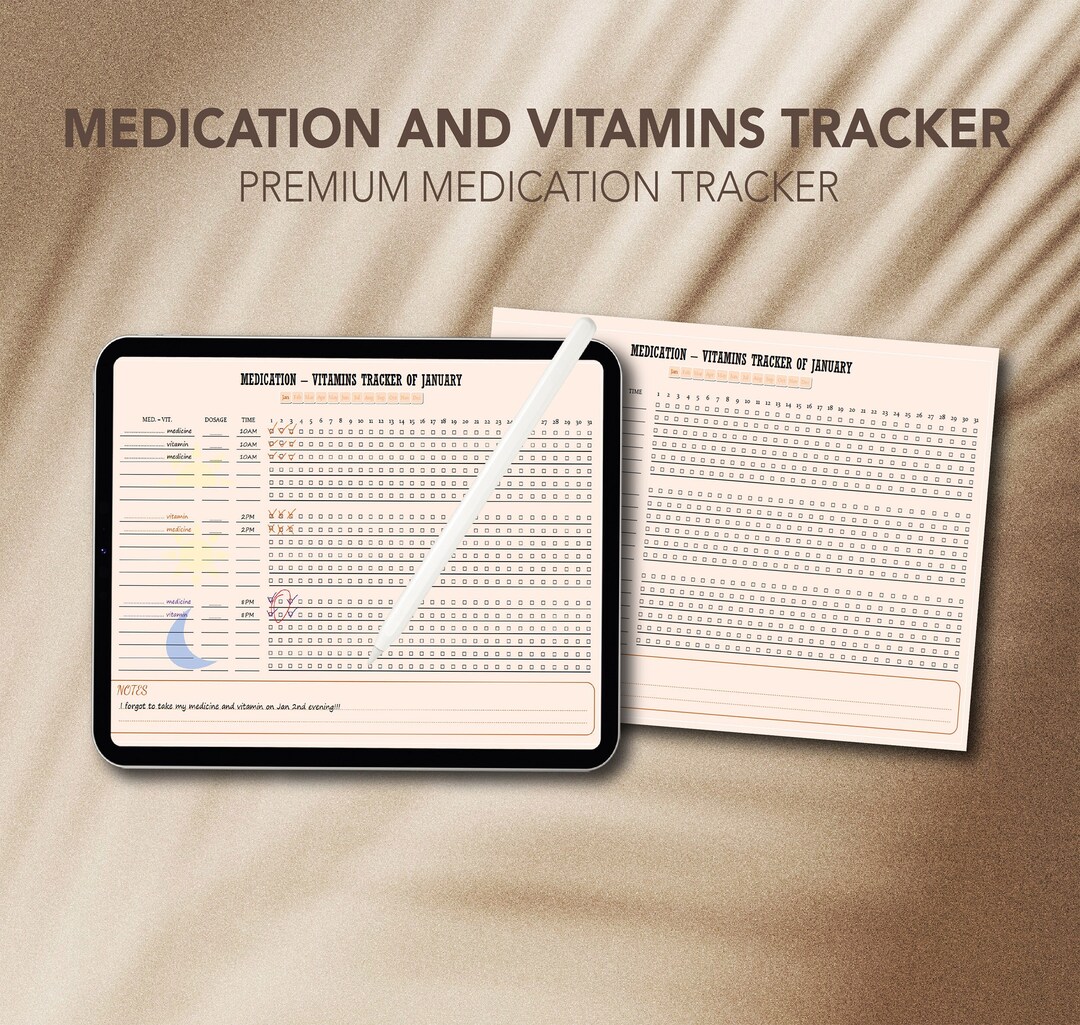 Digital Medication and Vitamins Tracker, Medication List, Medicine ...