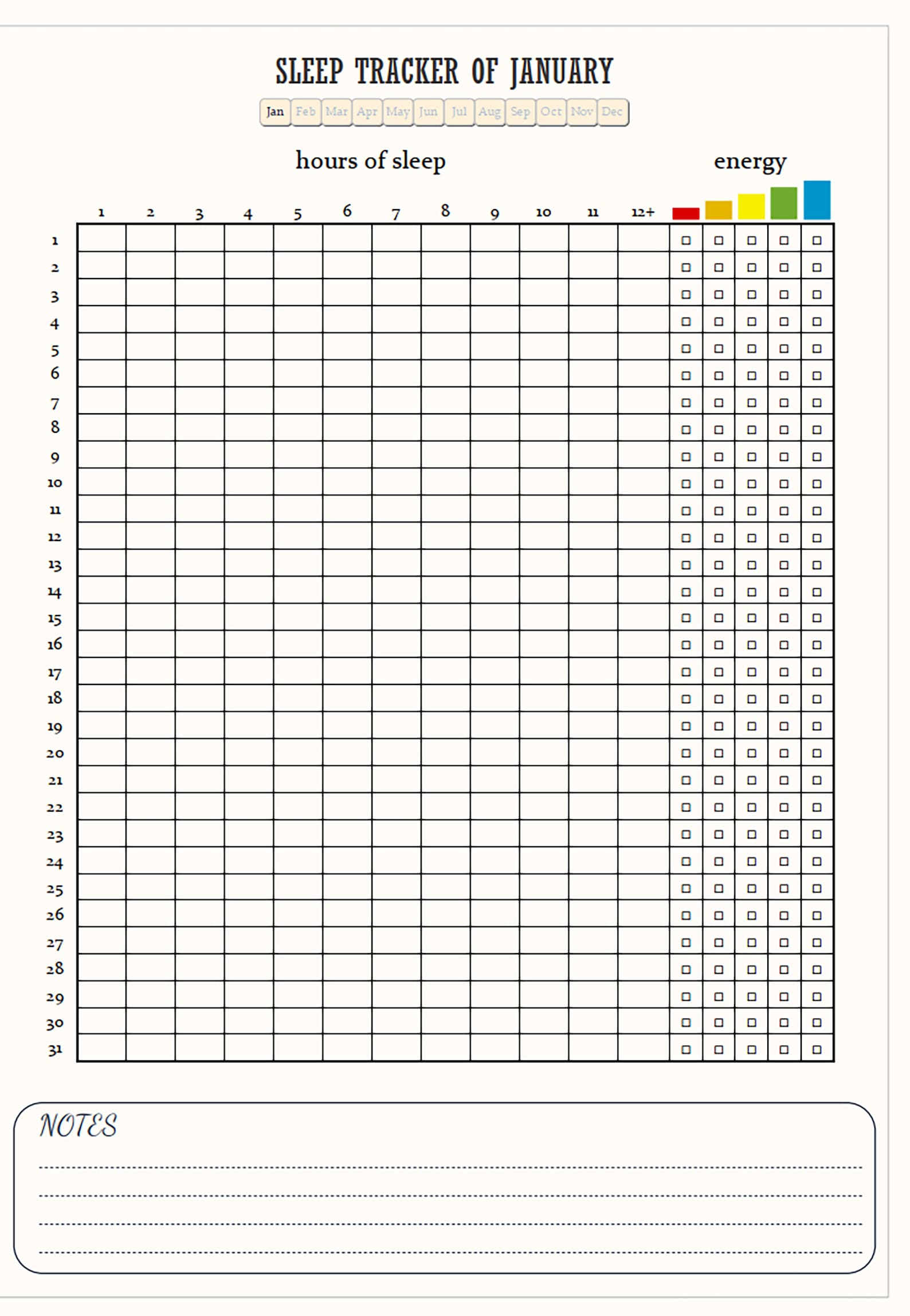 Digital Sleep Tracker, Sleep Chart, Sleep Journal, Sleep Log, Daily and ...