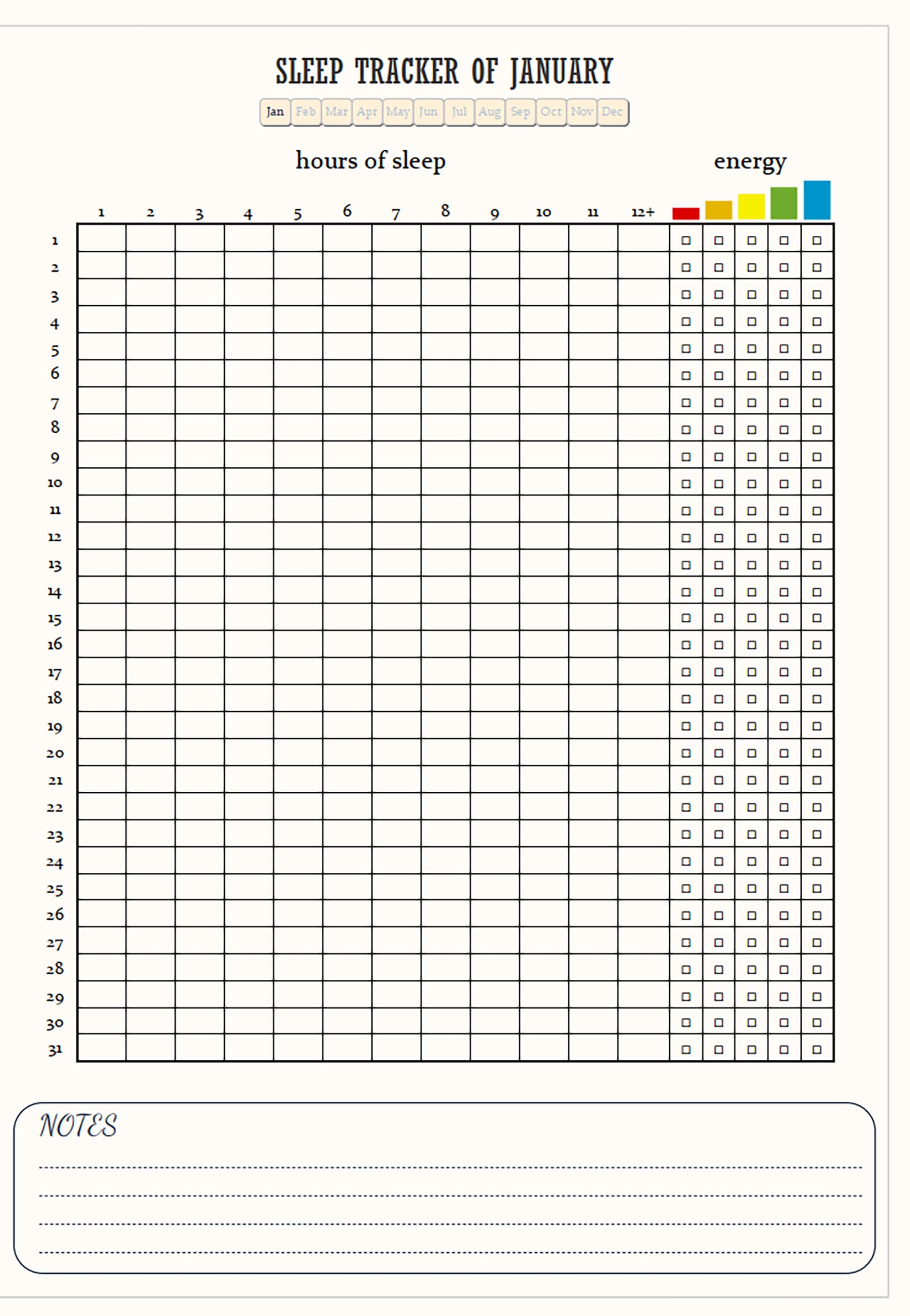 Digital Sleep Tracker, Sleep Chart, Sleep Journal, Sleep Log, Daily and ...