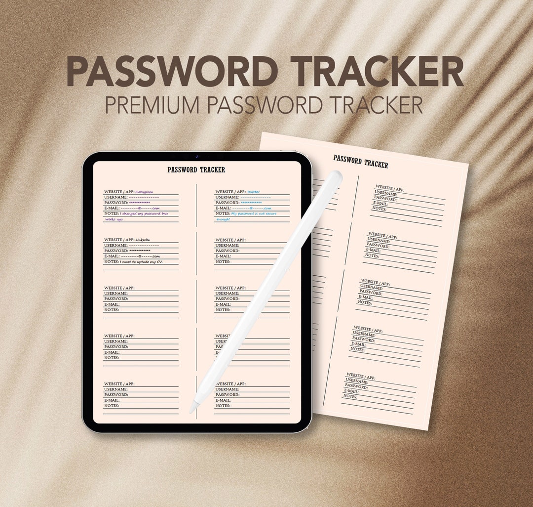 Digital Password Tracker, Goodnotes, Notability, Ipad, Password List ...