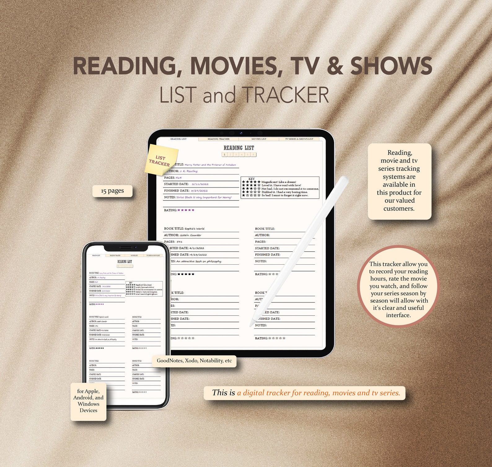 Digital Reading, Movies, Tv and Shows Tracker, Reading List, Reading ...
