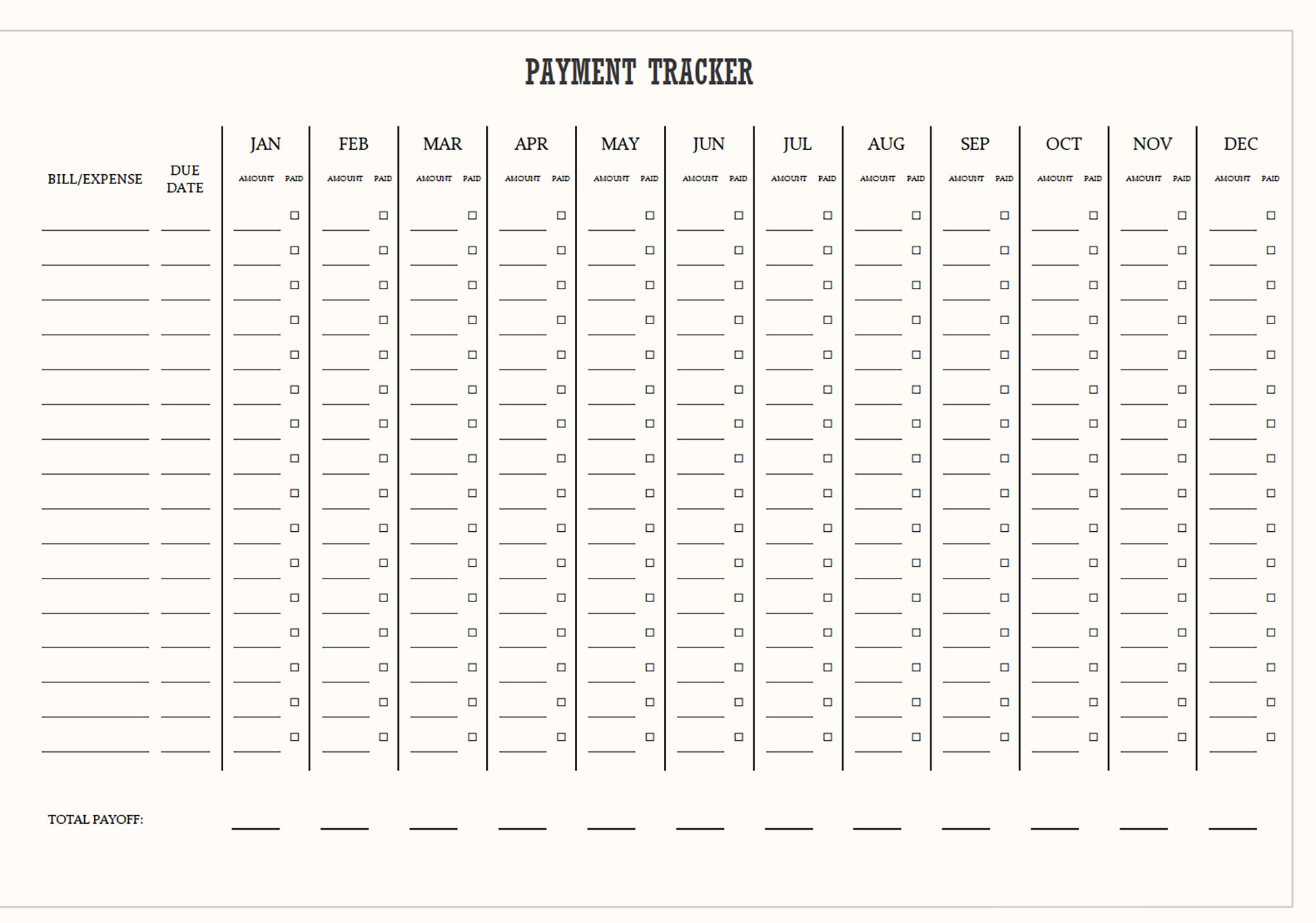 Digital Payment Tracker, Payment Plan, Annual, Monthly, Debt, Payment ...