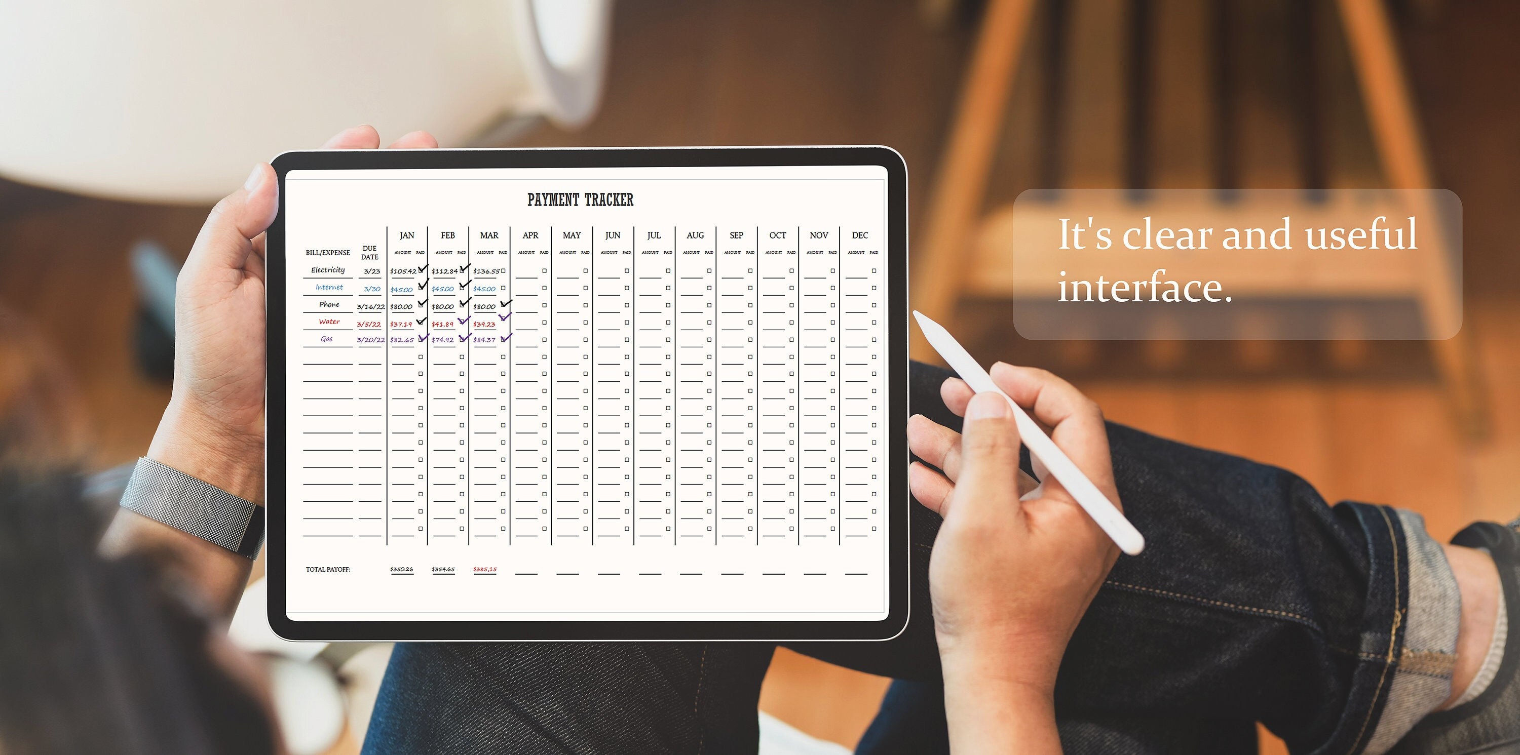 Digital Payment Tracker, Payment Plan, Annual, Monthly, Debt, Payment ...
