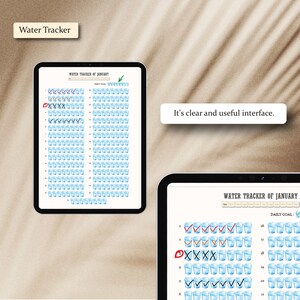 Digital Water Tracker, Water Journal, Water Chart, Daily and Monthly ...