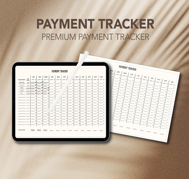 Digital Payment Tracker, Payment Plan, Annual, Monthly, Debt, Payment ...