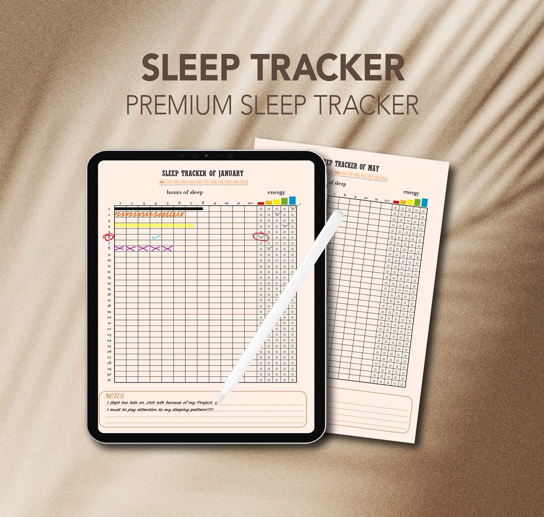 Digital Sleep Tracker, Sleep Chart, Sleep Log, Daily and Monthly Sleep ...