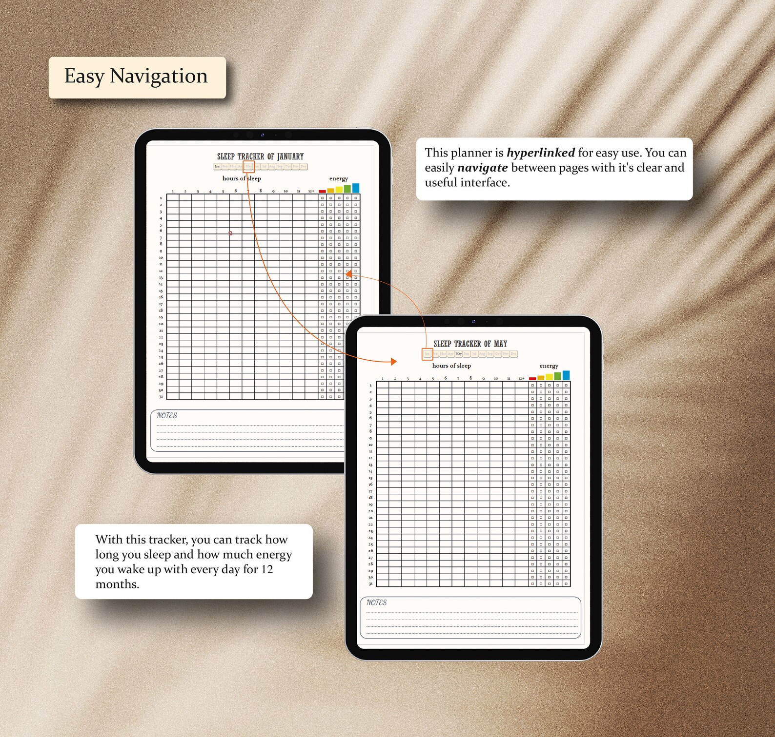Digital Sleep Tracker, Sleep Chart, Sleep Journal, Sleep Log, Daily and ...